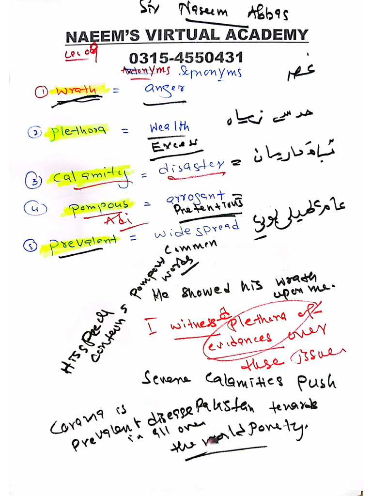 Lec 09 Synonyms and Antonyms | PDF