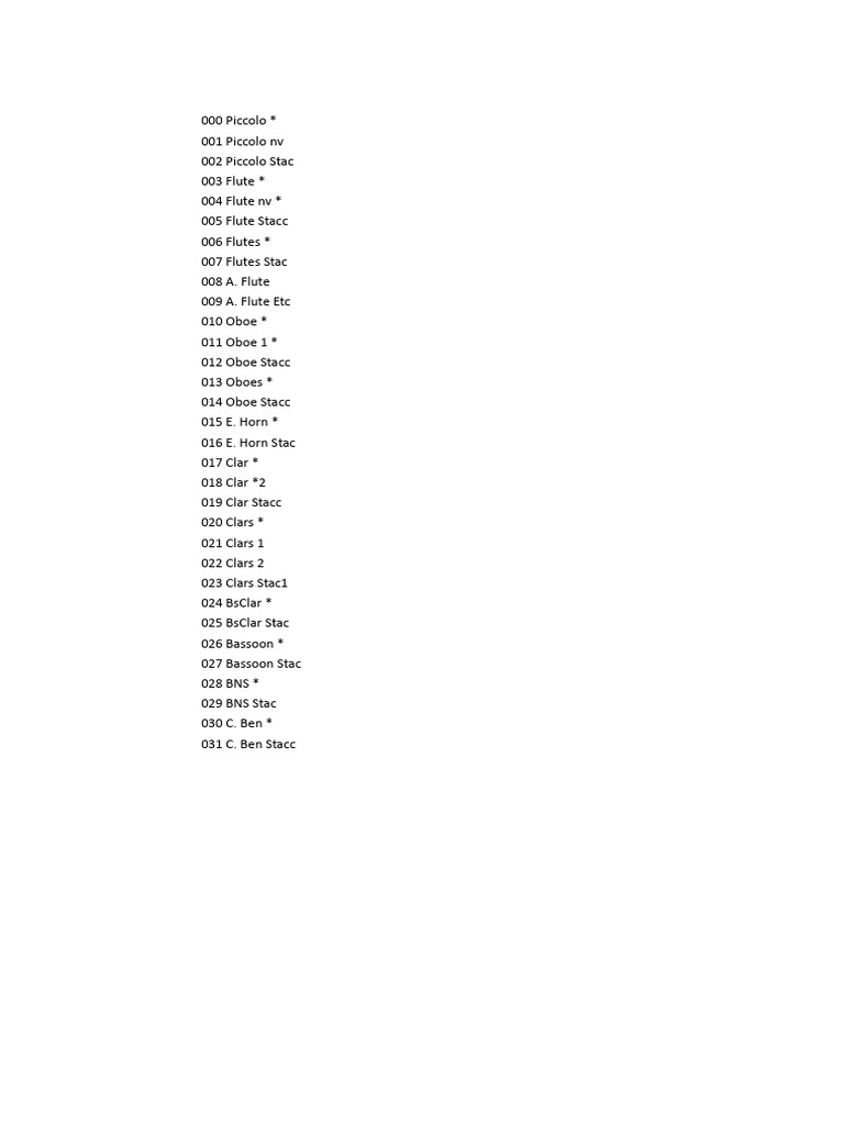 GM Instrument List Overview | PDF