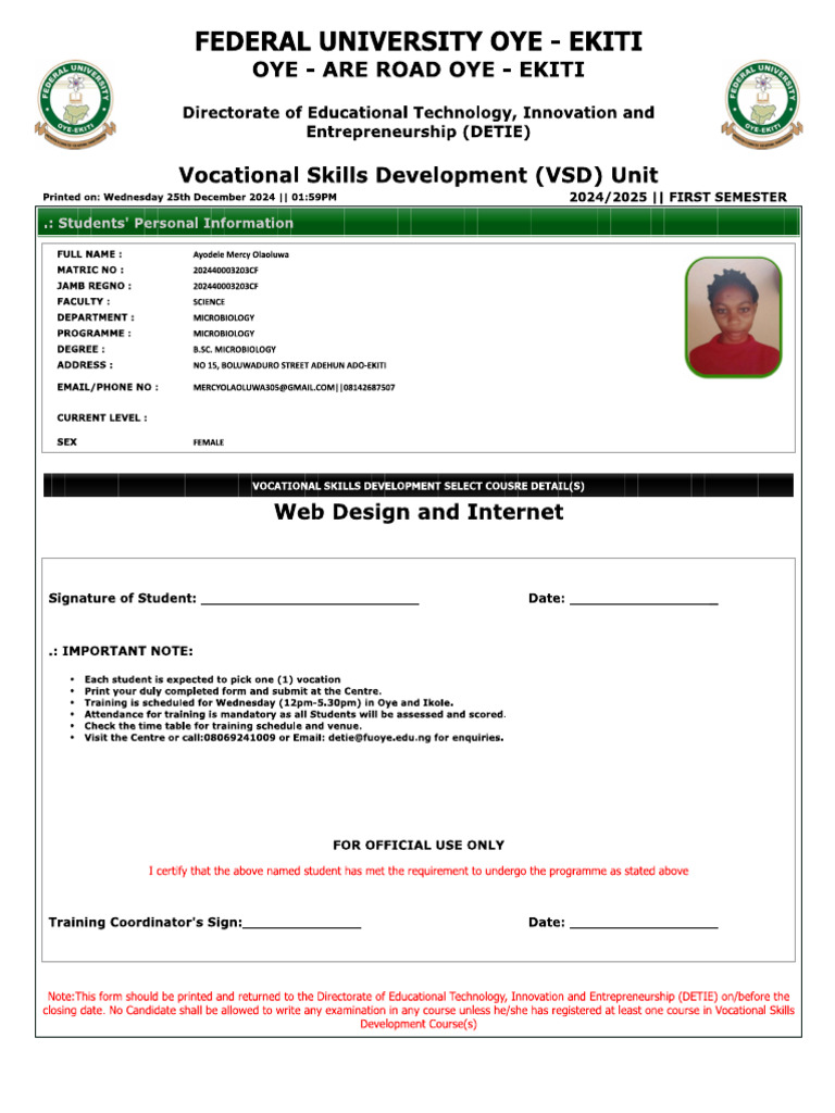 Mercy Ayodele VSD Unit | PDF