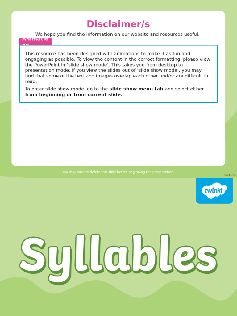 Syllables PowerPoint | PDF