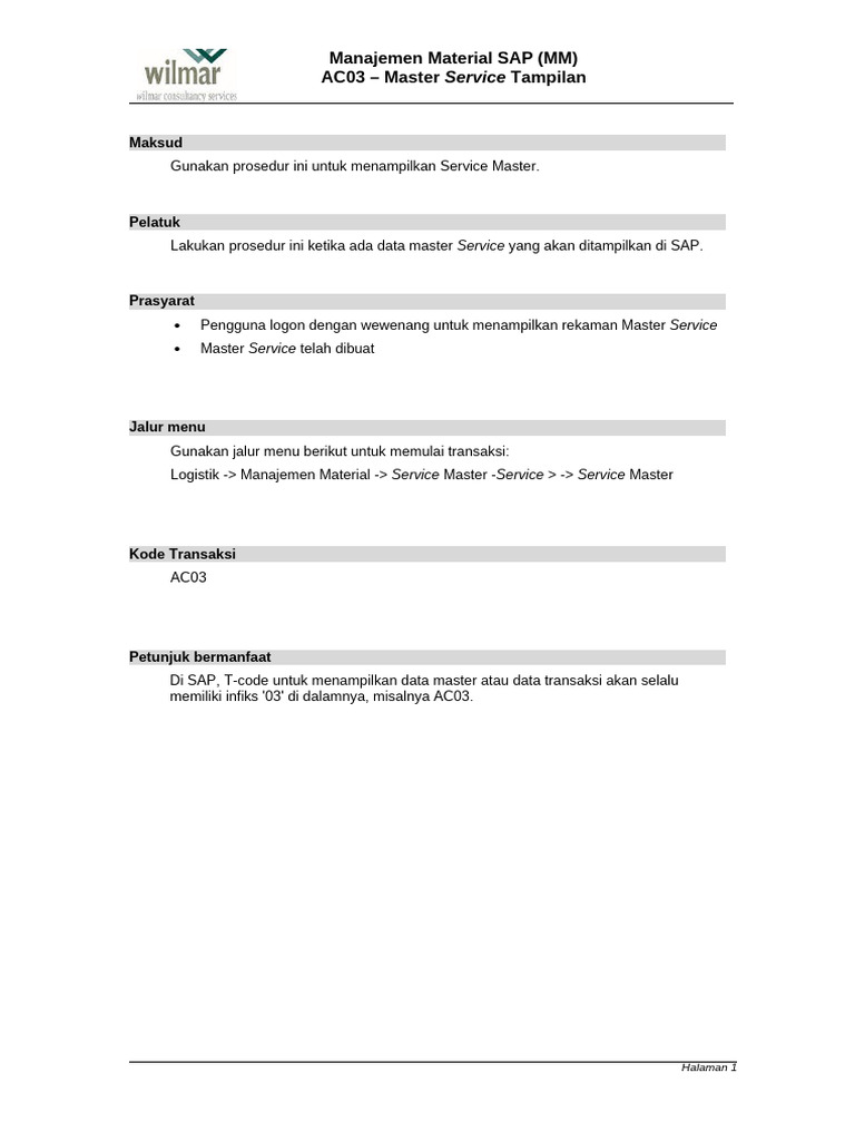 ISPI - RL - UMG - MM - AC03-Display Service Master - V1.0 | PDF