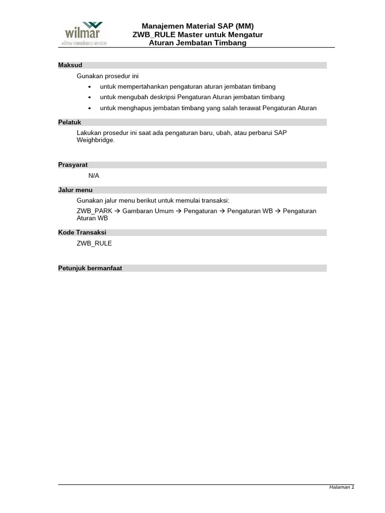 Ispi RL Umg MM ZWB Rule - Weighbridge Rule | PDF