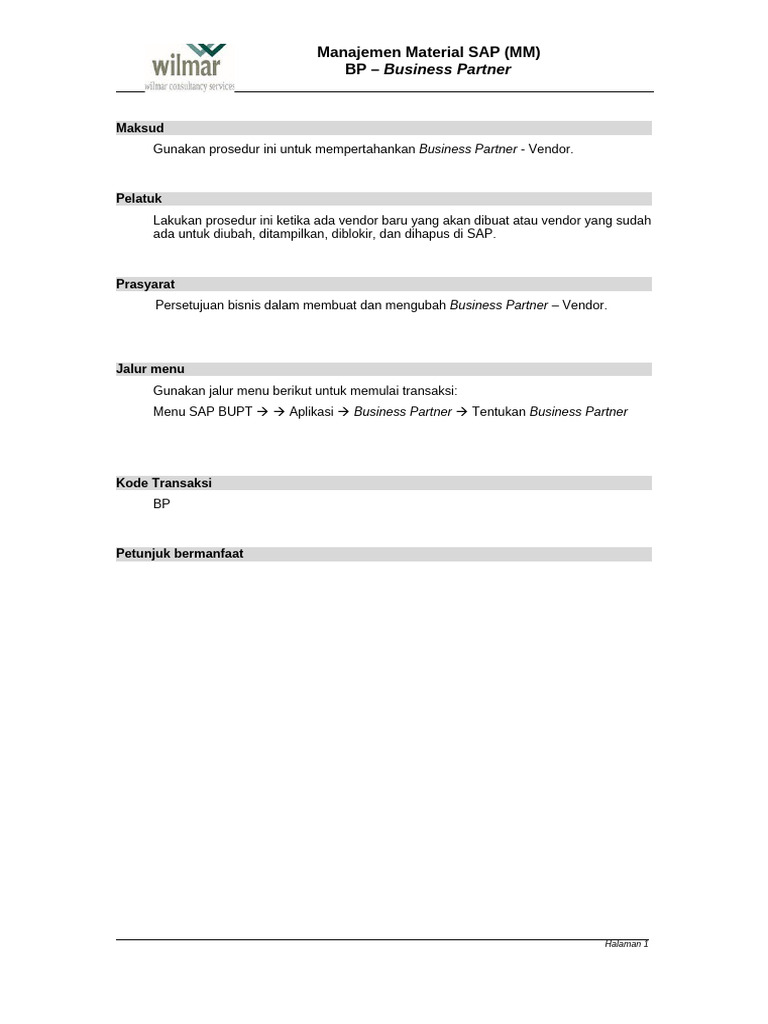 Panduan Manajemen Vendor SAP MM | PDF