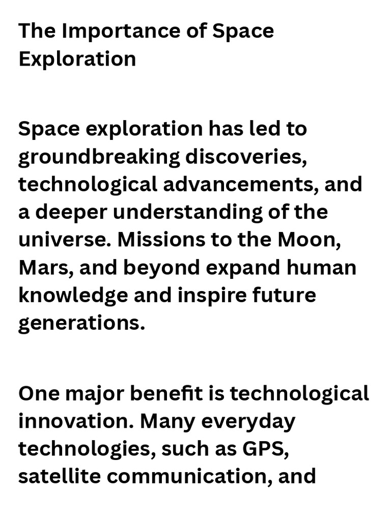 The Importance of Space Exploration - 20250314 - 083452 - 0000 | PDF