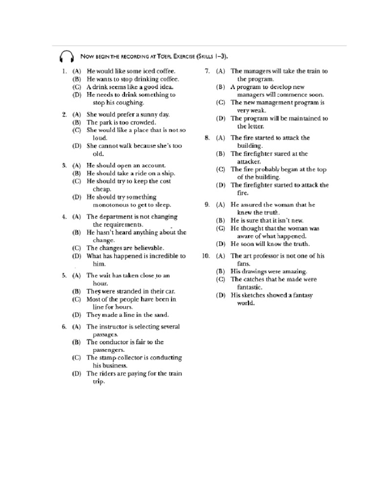 Toefl Exercise Sheet | PDF