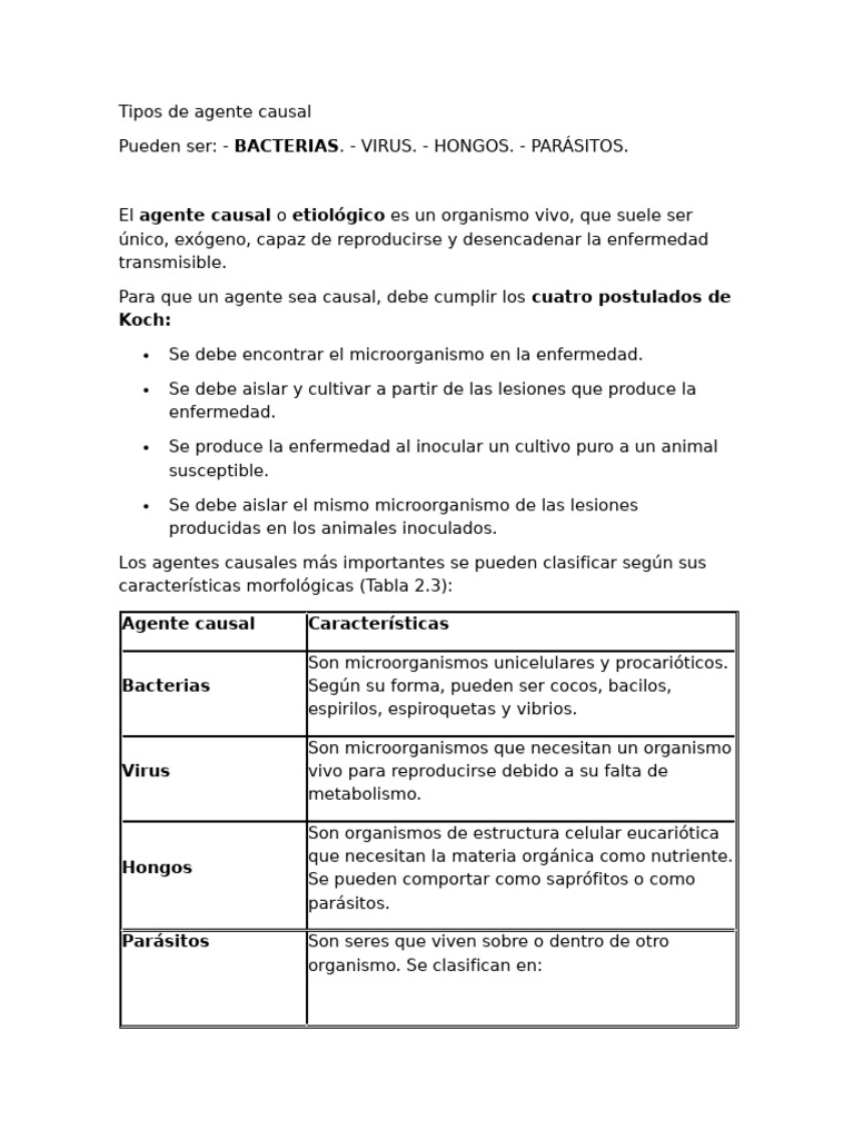 Tipos de Agente Causal | PDF | Microorganismo | Las bacterias