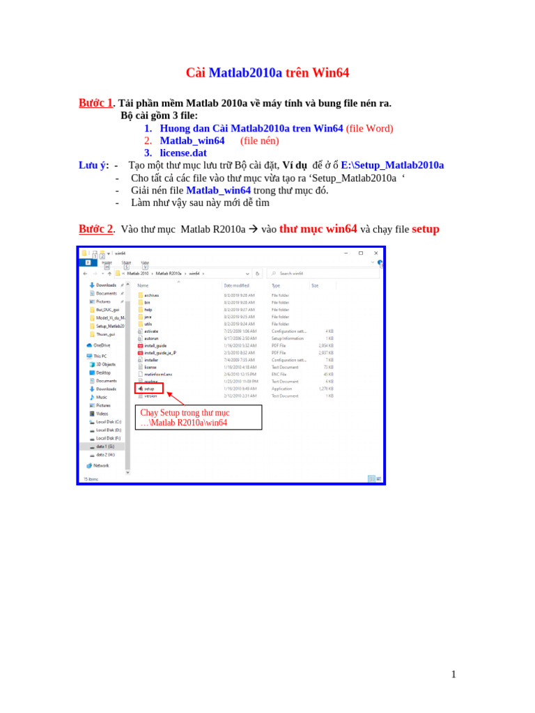 Huong dan Cài Matlab2010a tren Win64 | PDF
