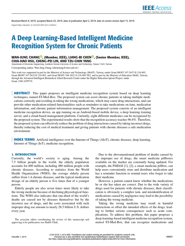 A Deep Learning-Based Intelligent Medicine Recognition System For Chronic Patients | PDF | Deep ...