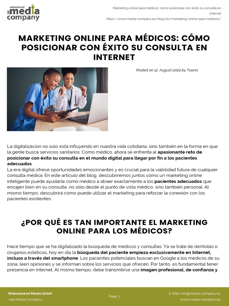 Marketing Online para Mdicos Cmo Posicionar Con Xito Su Consulta en Internet | PDF ...