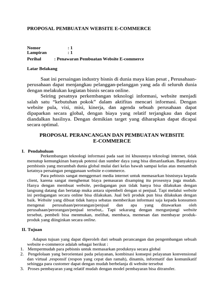 Proposal Pembuatan Website E-Commerce | PDF