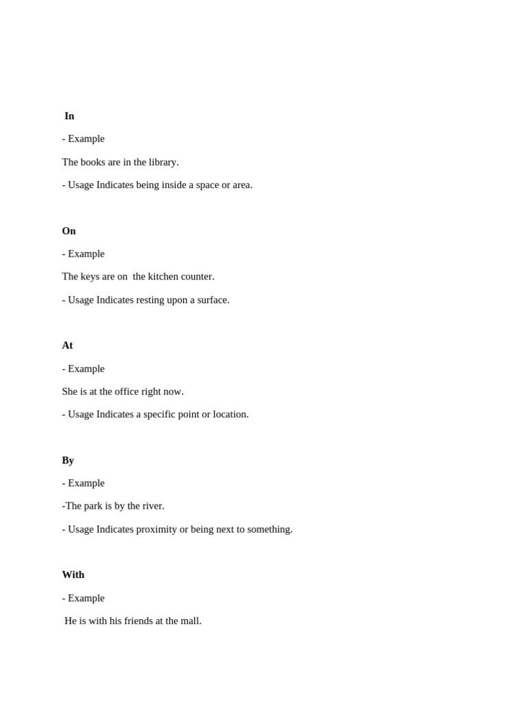 Preposition of Locations | PDF