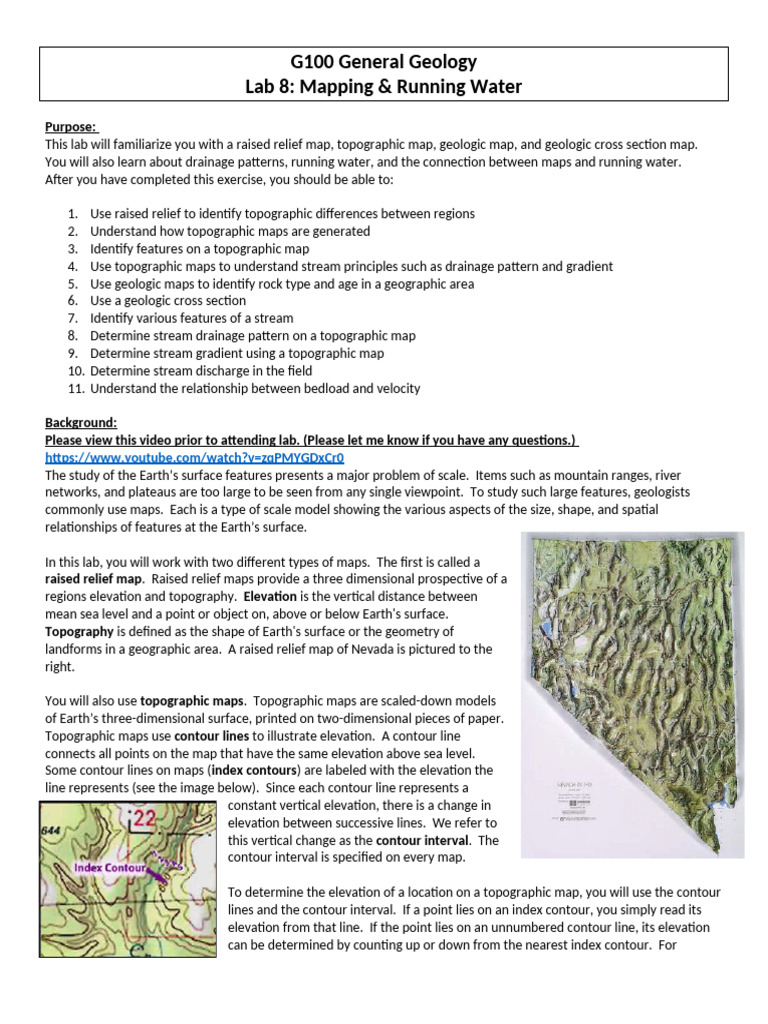 Geology Lab: Mapping Water Dynamics | PDF | Contour Line | Topography