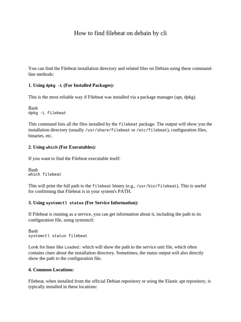 How to find filebeat on debain by cli | PDF | Information Technology ...