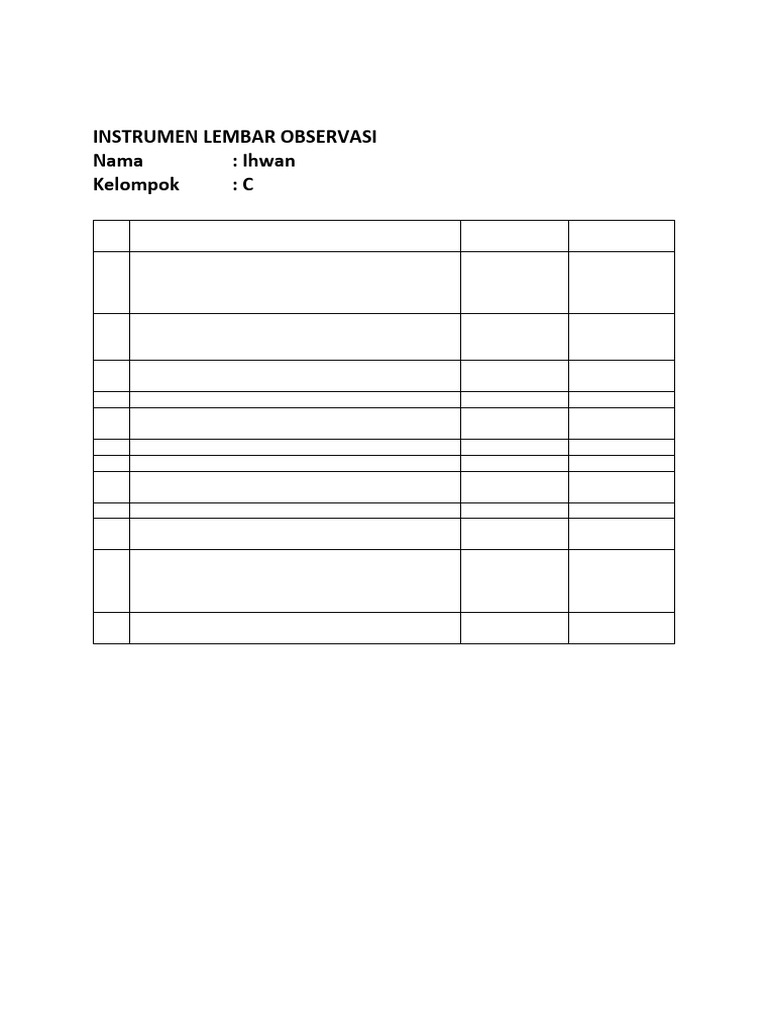 Instrumen lembar observasi | PDF