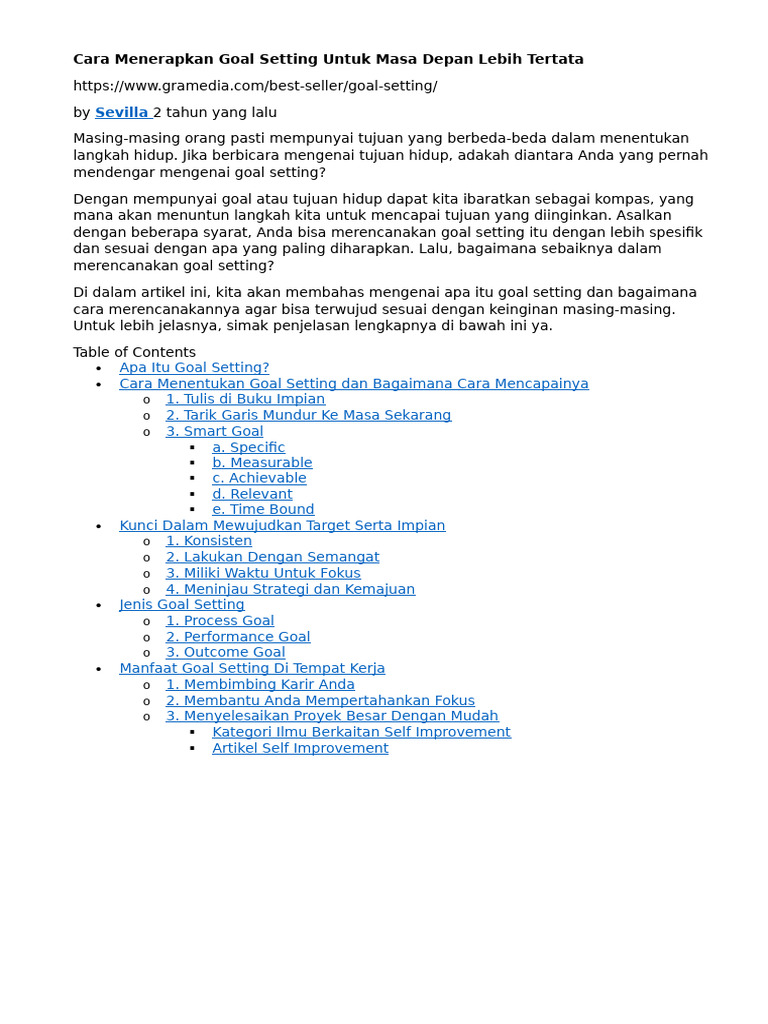 Panduan Goal Setting untuk Masa Depan | PDF