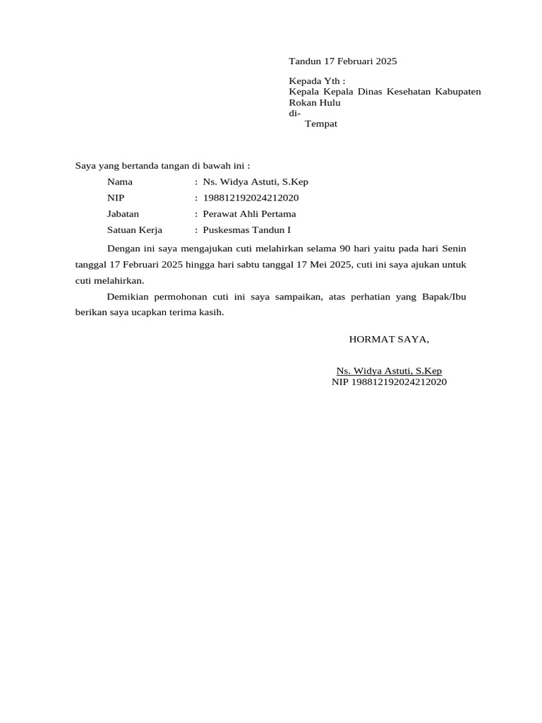 Format surat cuti | PDF
