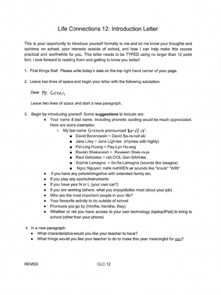 Intro Letter | PDF