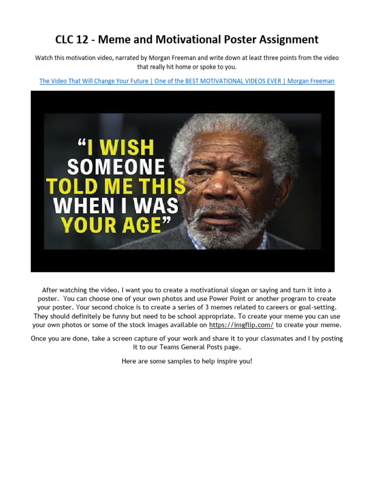 CLC12 - Meme and Motivational Poster Assignment 1 | PDF
