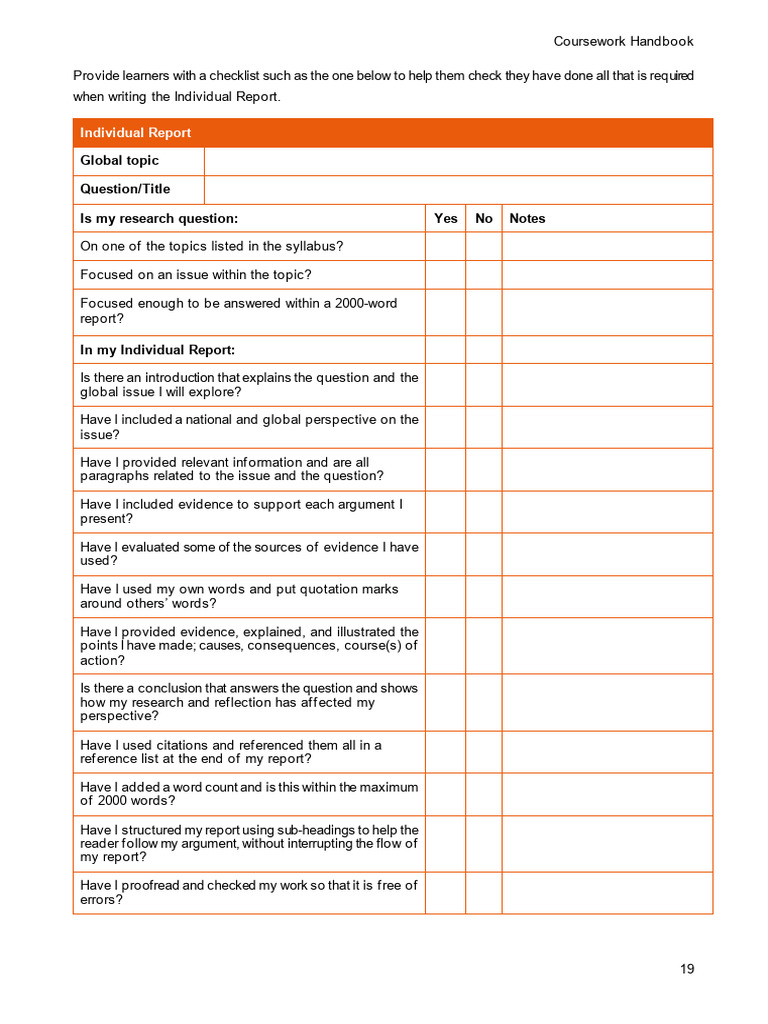 Individual Report Checklist Guide | PDF