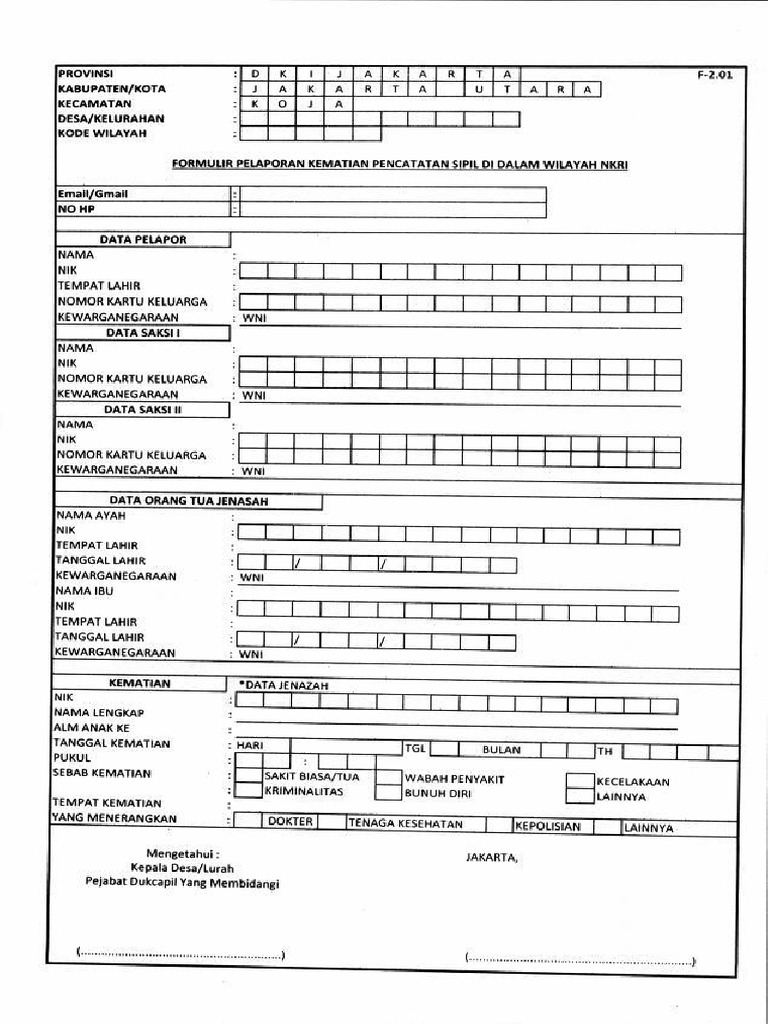 Formulir Akte Kematian | PDF