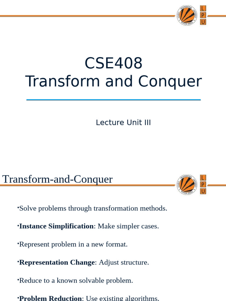 Lecture Transform and Conquer | PDF | Algorithms And Data Structures | Algorithms