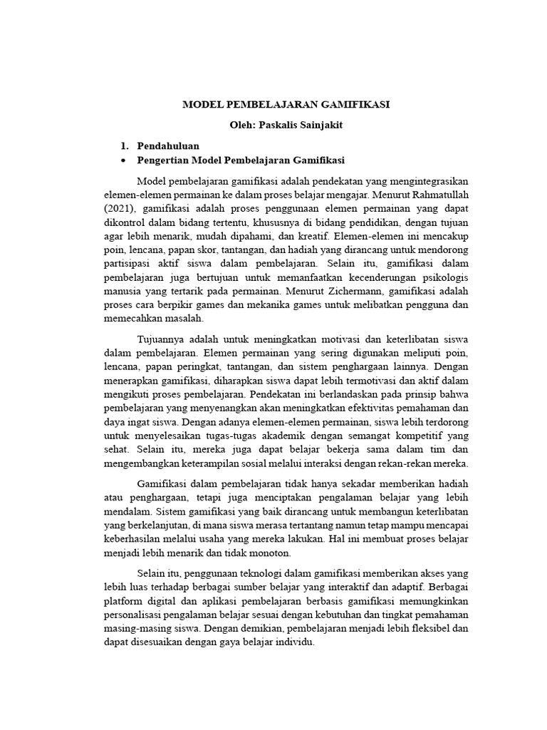 Model Pembelajaran Gamifikasi | PDF