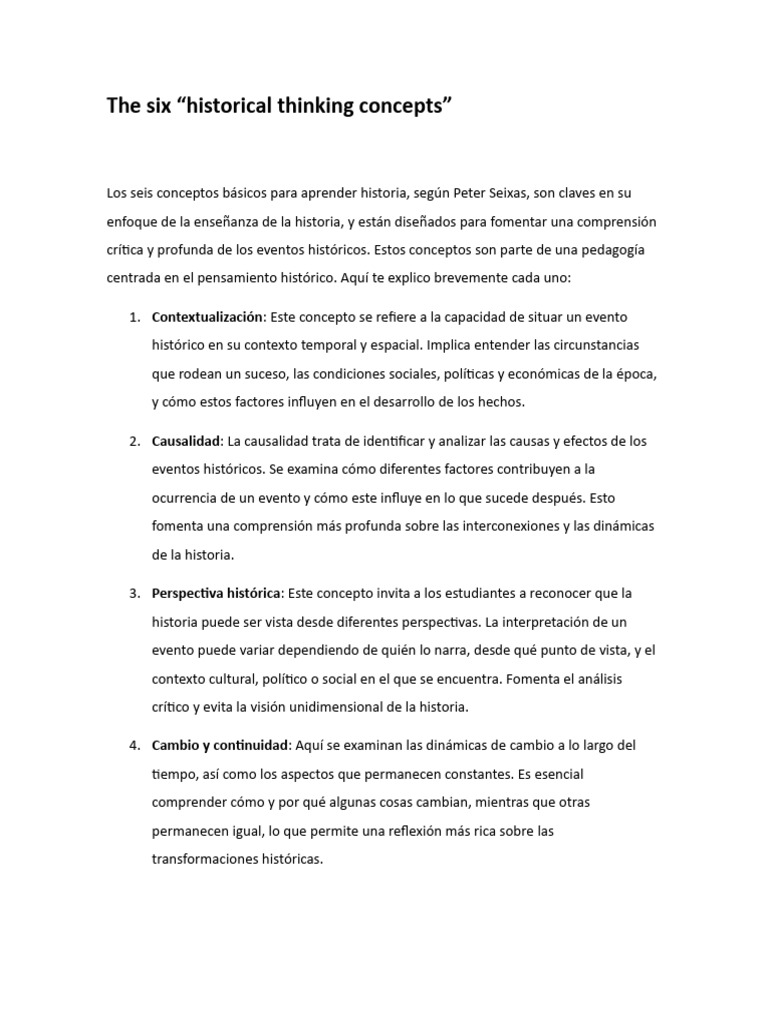 The Six "Historical Thinking Concepts" | PDF | Causalidad | Pensamiento