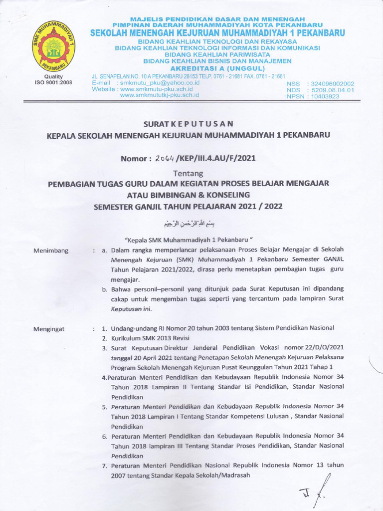 SK JJM Jam Mengajar Ganjil 2021-2022 | PDF