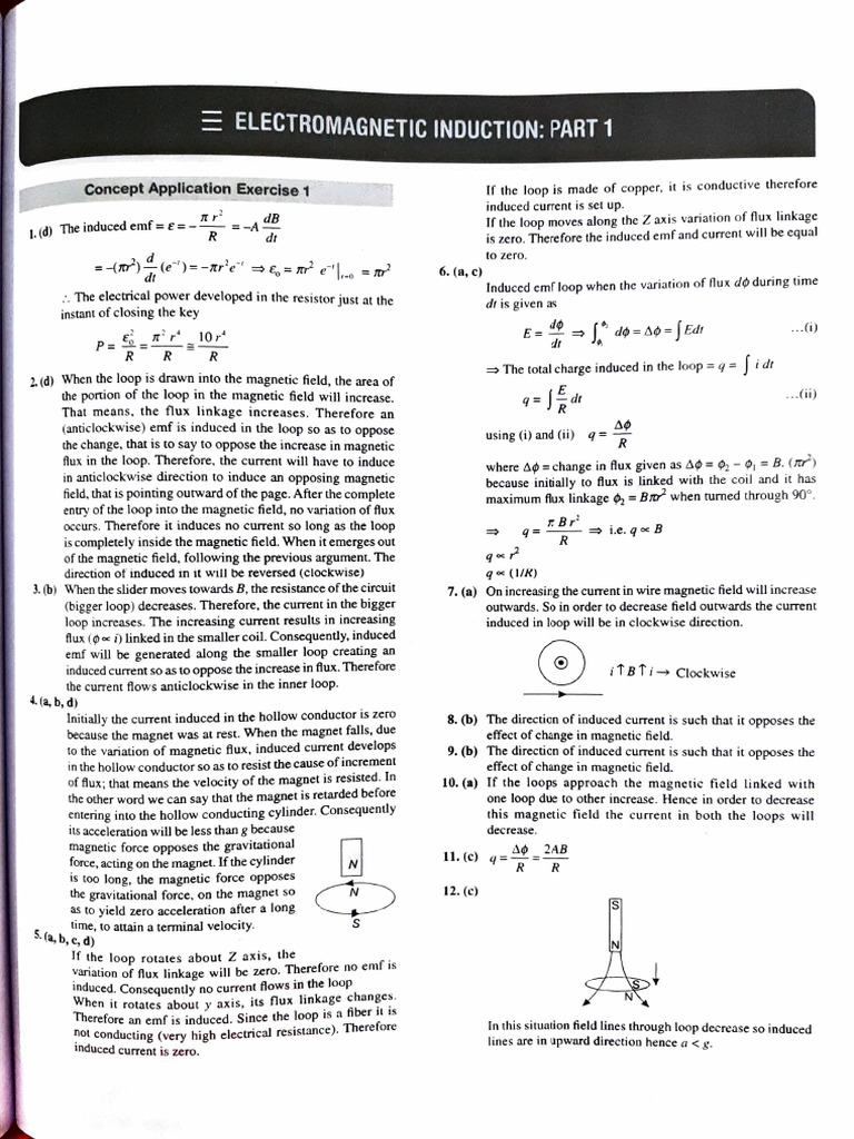 XII JEE Physics Sol 8 Electromagnetic Induction Part 1.a078268 | PDF | Electromagnetic Induction ...