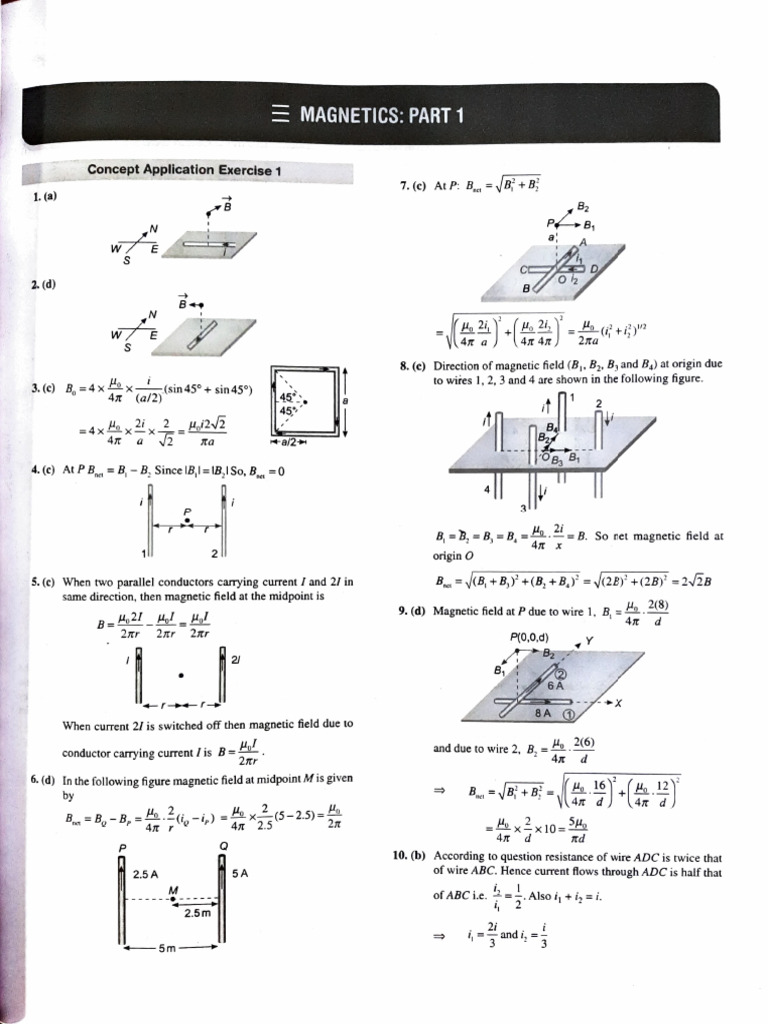 XII JEE Physics Sol 6 Magnetics Part 1.0e82a6e | PDF | Magnetic Field ...