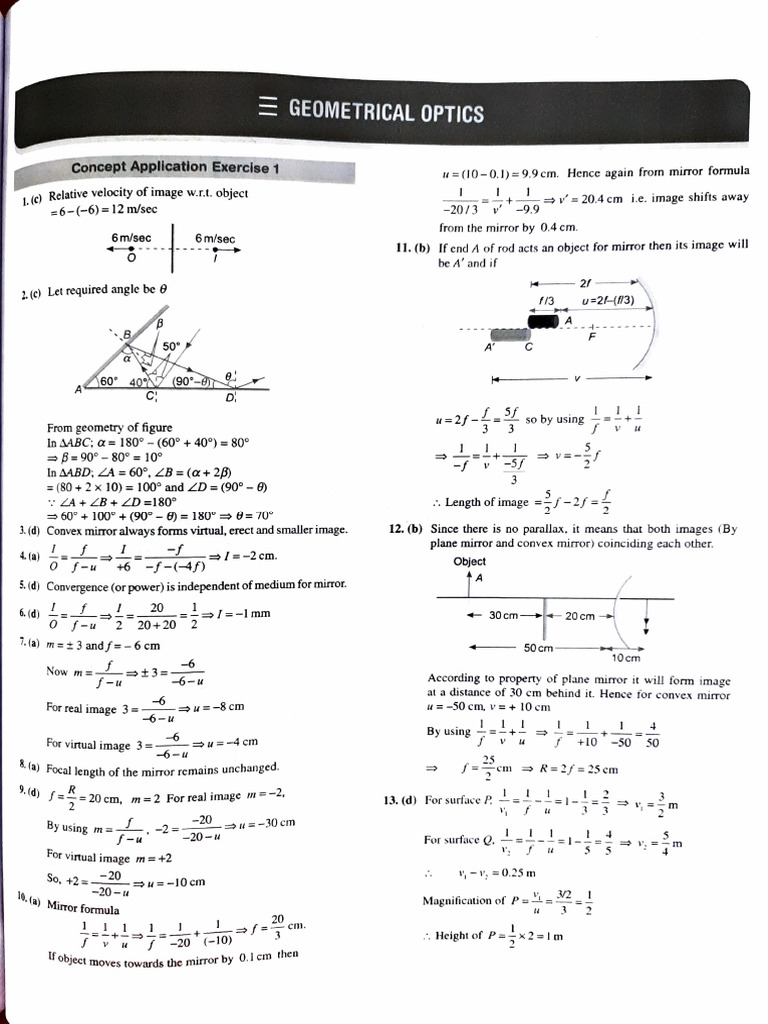 XII JEE Physics Sol 10 Geometrical Optics.c9f568e | PDF ...
