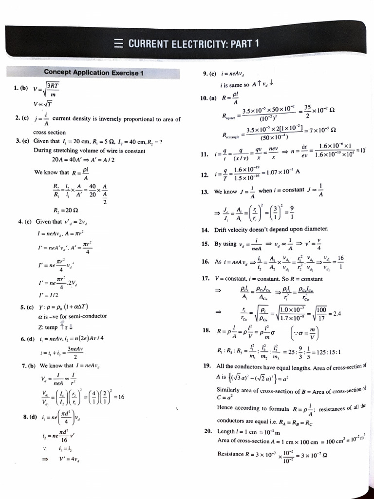 XII JEE Physics Sol 4 Current Electricity Part 1.08084f6 | PDF | Electrical Resistivity And ...