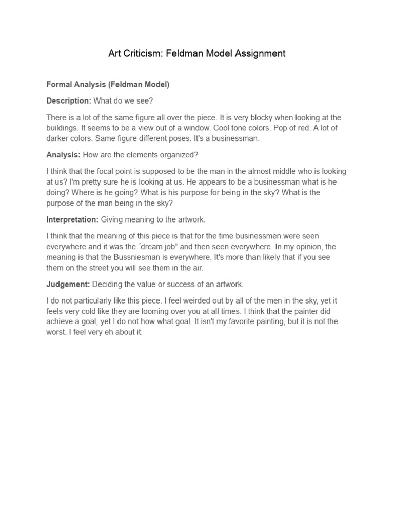 Art Criticism - Feldman Model Assignment | PDF