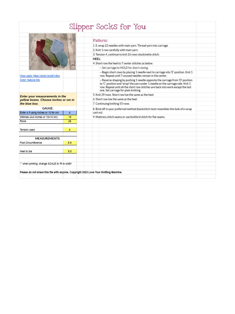 Free Sock Challenge Pattern | PDF | Knitting | Yarn