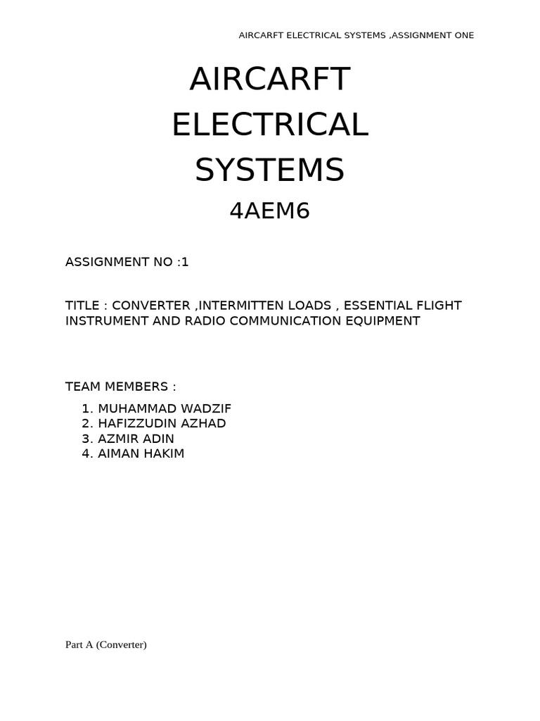 Aes Assignment 1 | PDF | Electric Power | Electrical Engineering
