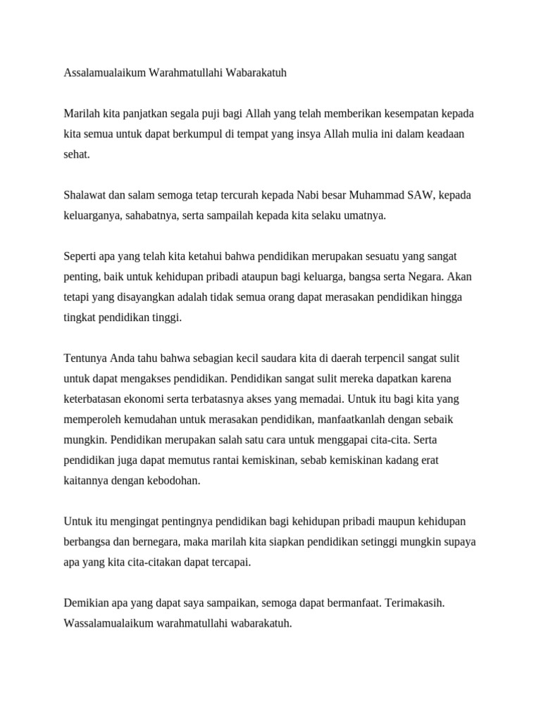 Ceramah Singkat Tentang Pendidikan | PDF