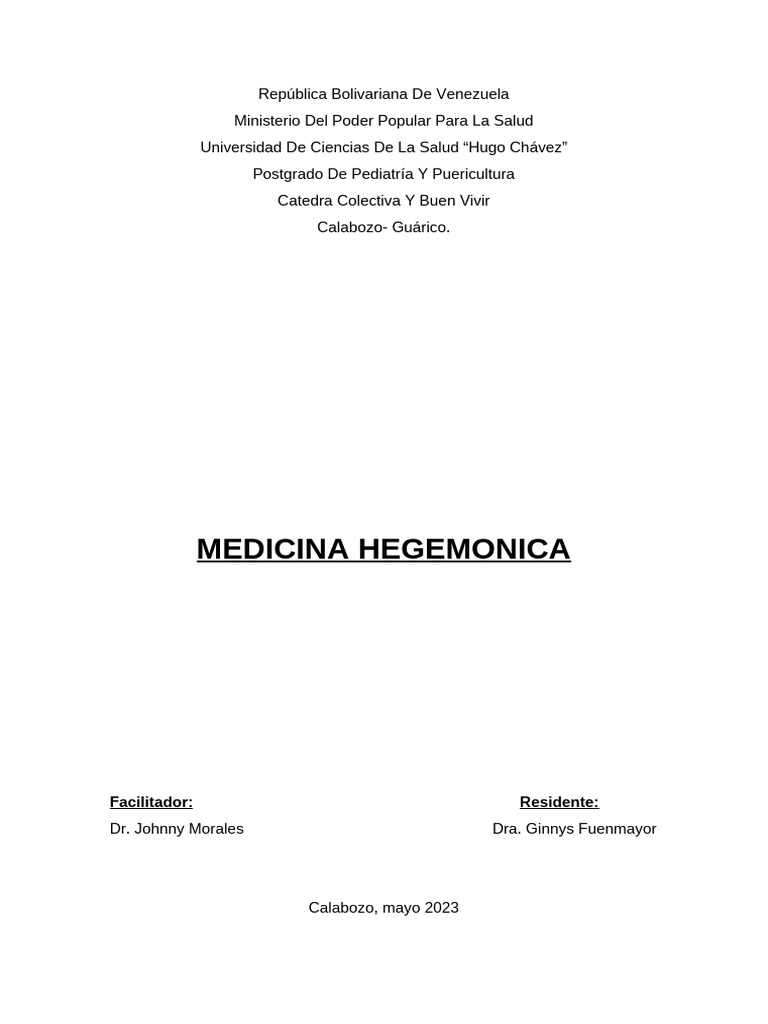 Análisis del Modelo Médico Hegemónico | PDF | Medicina | Ideologías