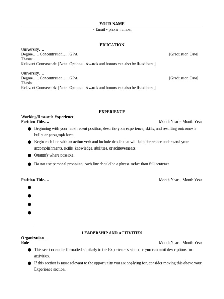 1. Resume Template | PDF