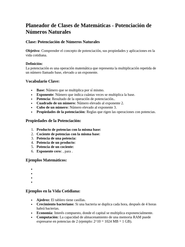 Potenciación | PDF | Exponenciación | Multiplicación