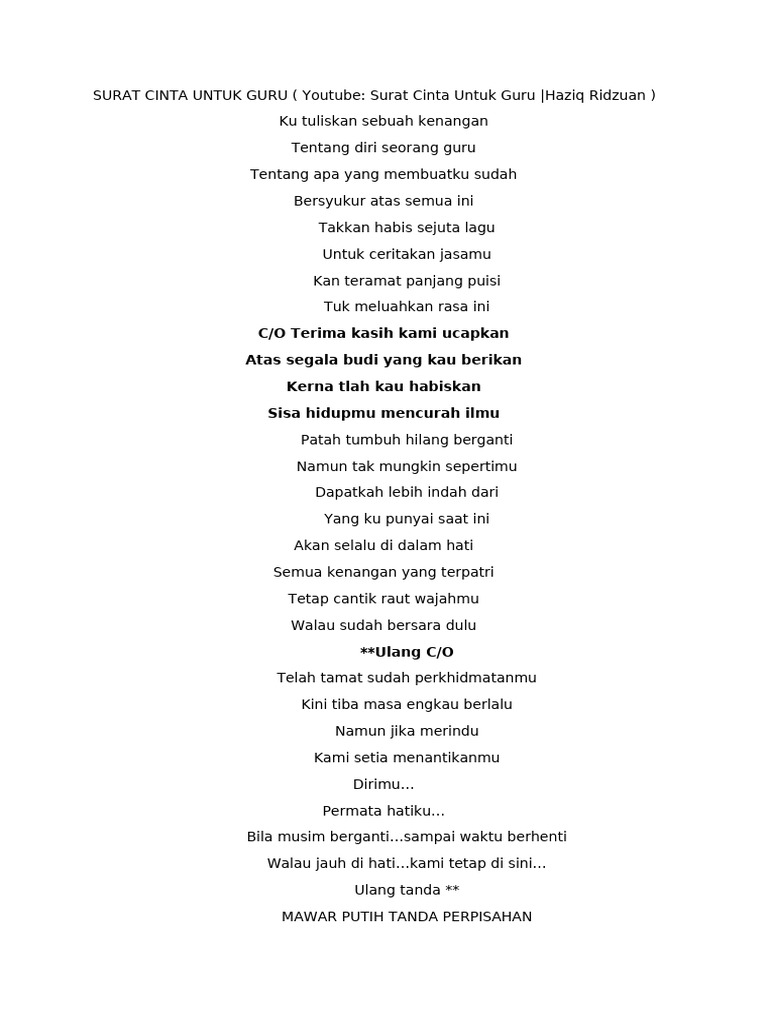 Surat Cinta Untuk Guru | PDF
