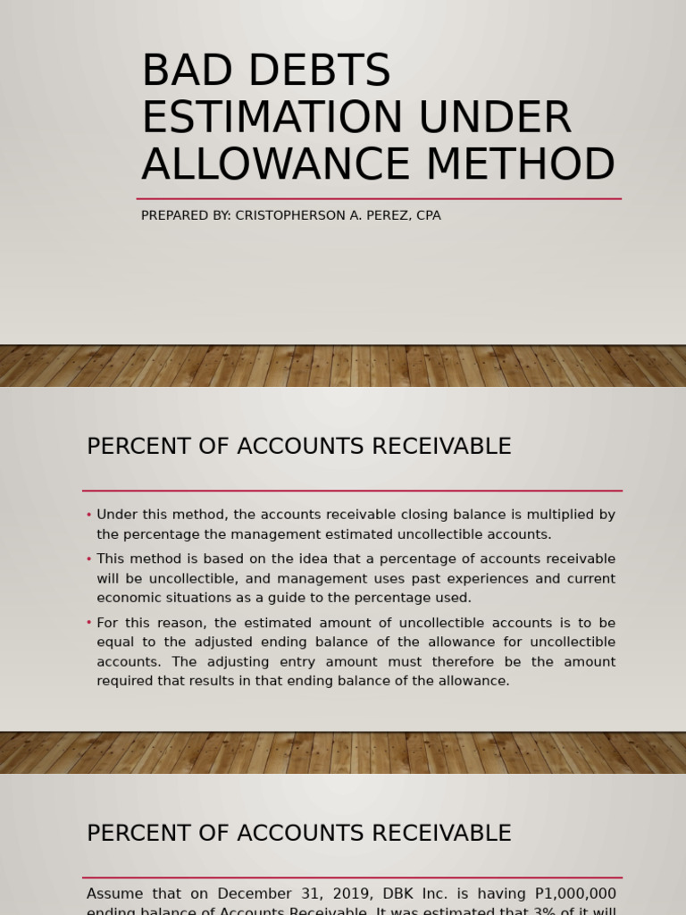 Impairment of Receivables - Bad Debts Estimation | PDF | Bad Debt ...