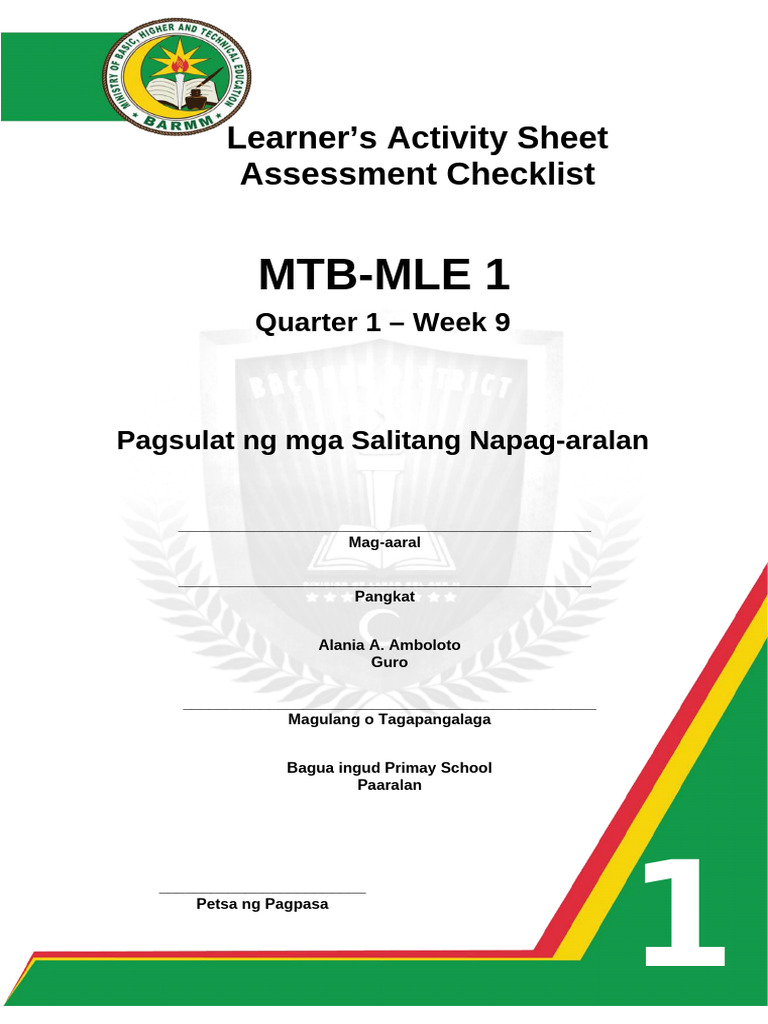 MTB 1 Q1 W 9 FInal | PDF