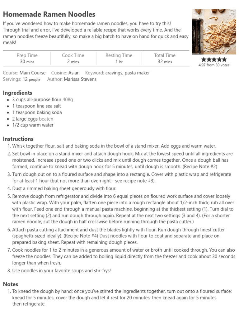 Homemade Ramen Noodles - Pinch and Swirl | PDF | Pasta | Dough