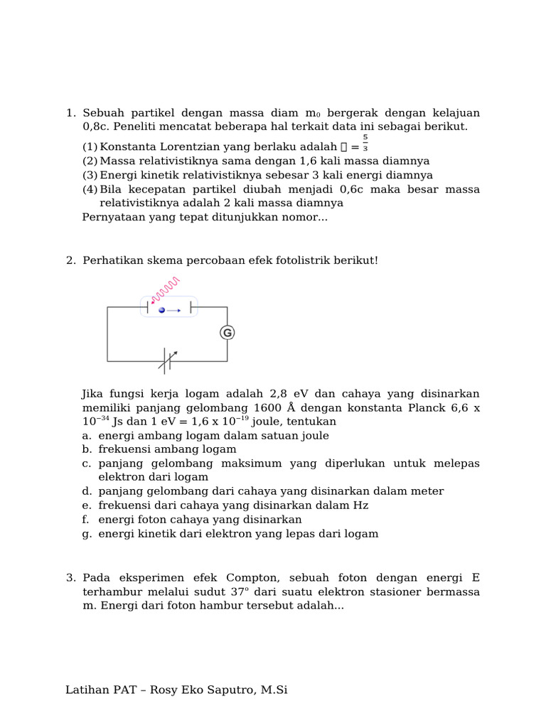 Soal Latihan PAT Fisika Kelas XIi Petra | PDF