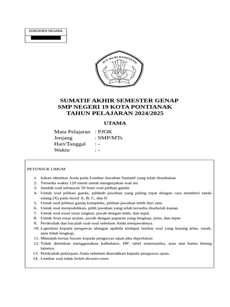 Soal Sumatif Semester Genap Pjok Kelas Ix | PDF