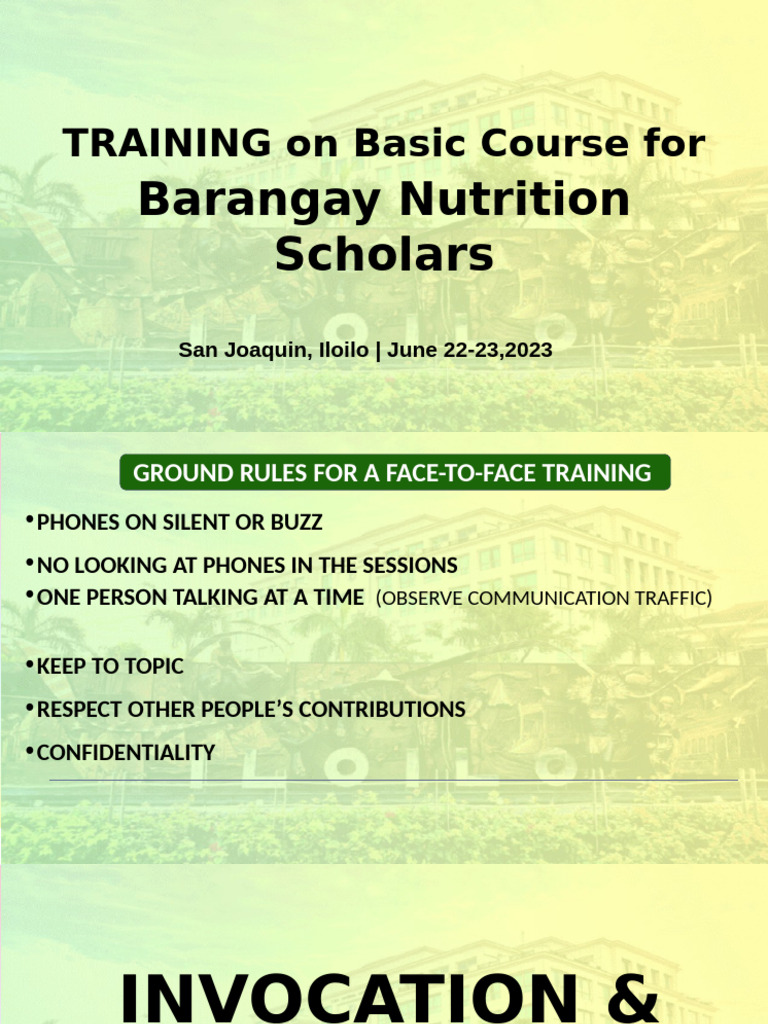BNS TRAINING F | PDF | Communication | Malnutrition