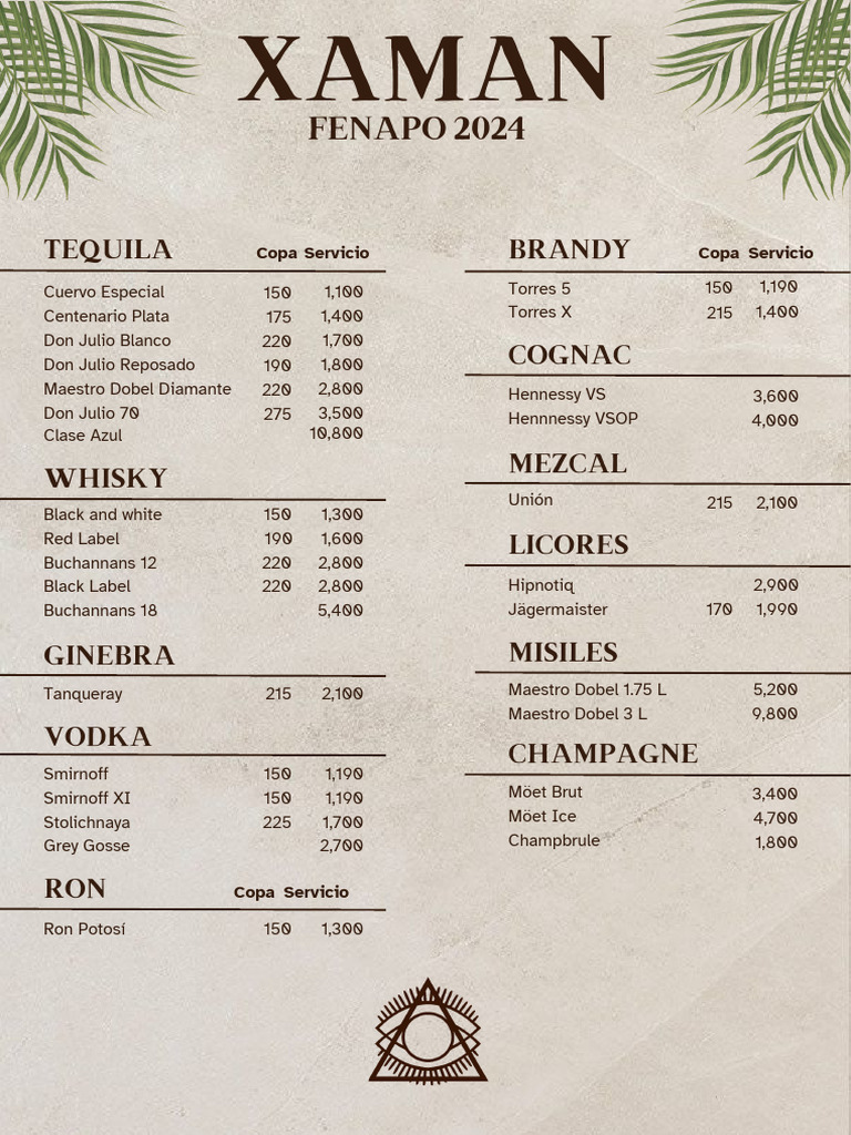 MENÚ XAMAN | PDF | Destilación | Alcohol