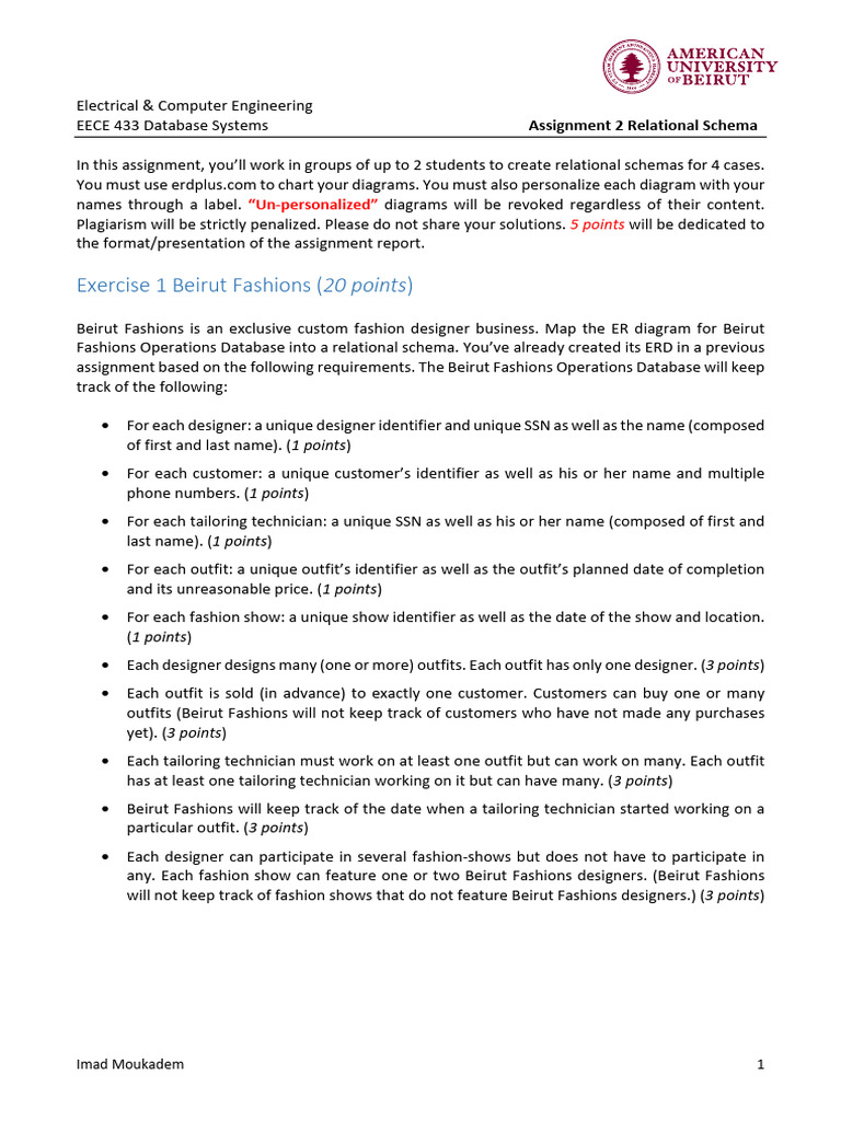 ERDPlus Relational Schema Assignment | PDF | Information Science ...