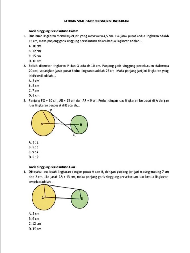 Soal Garis Singgung Lingkaran SMP | PDF