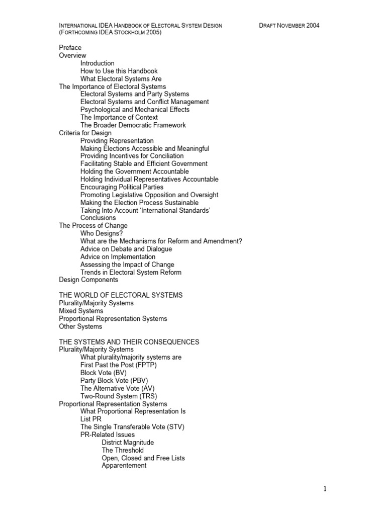 IDEAs Handbook of Electoral System Design | PDF | Voting | Elections